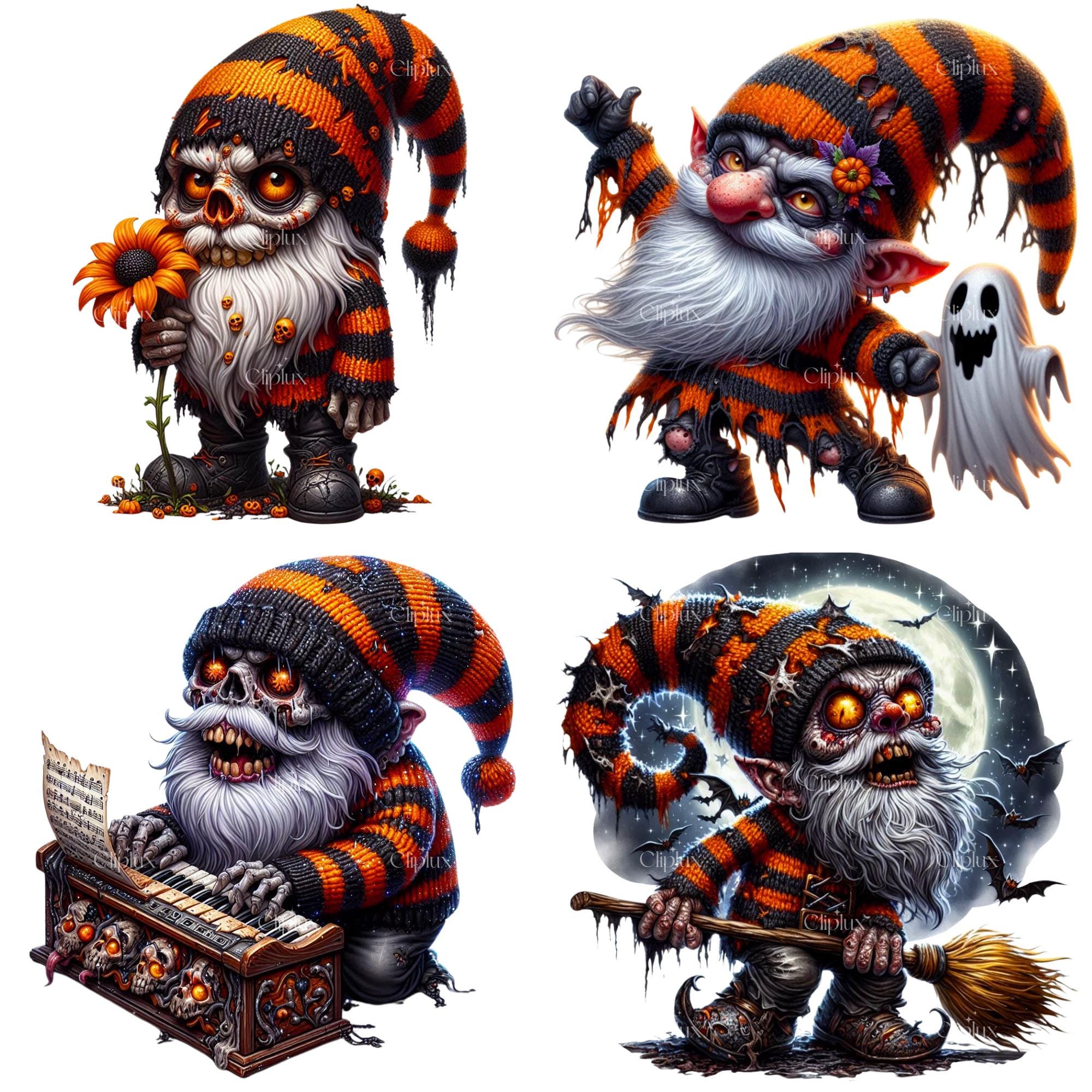 32 PNG Halloween Zombie Gnomes Clipart , Spooky Gnomes, Creepy Gnomes ...