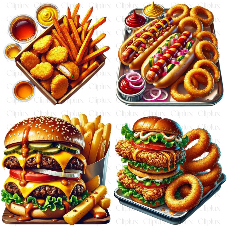 15 PNG Fast Foods Clipart , Tasty Hamburger, Pizza, Hot Dog, Bakery ...