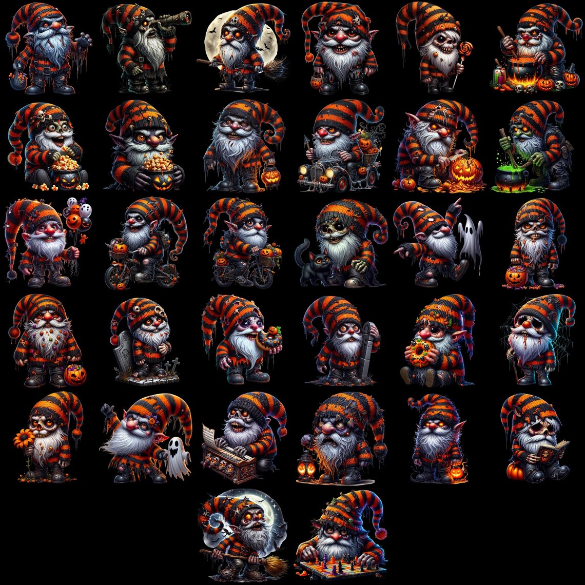 32 PNG Halloween Zombie Gnomes Clipart Spooky Gnomes, Creepy Gnomes ...