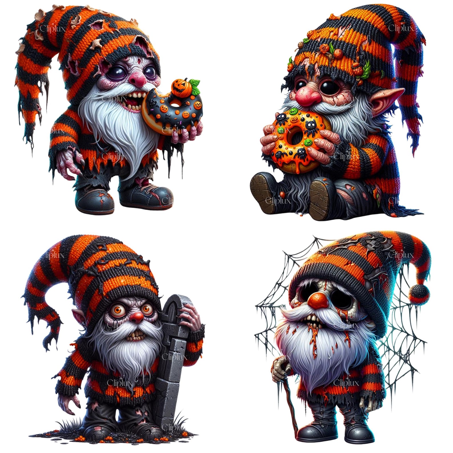32 PNG Halloween Zombie Gnomes Clipart , Spooky Gnomes, Creepy Gnomes ...