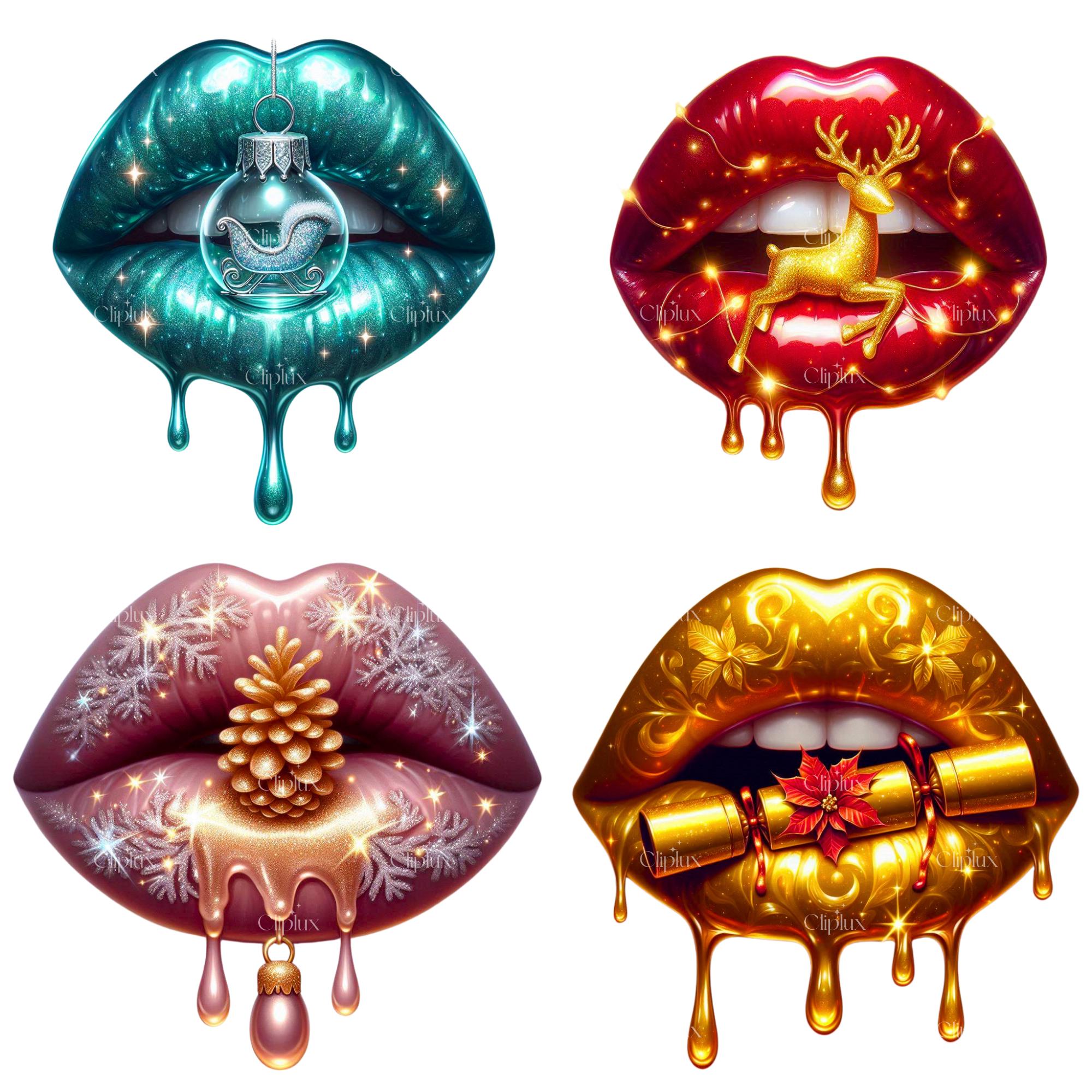 56 PNG Christmas Lips Clipart , Noel Clipart, Glossy Lips, Dripping ...