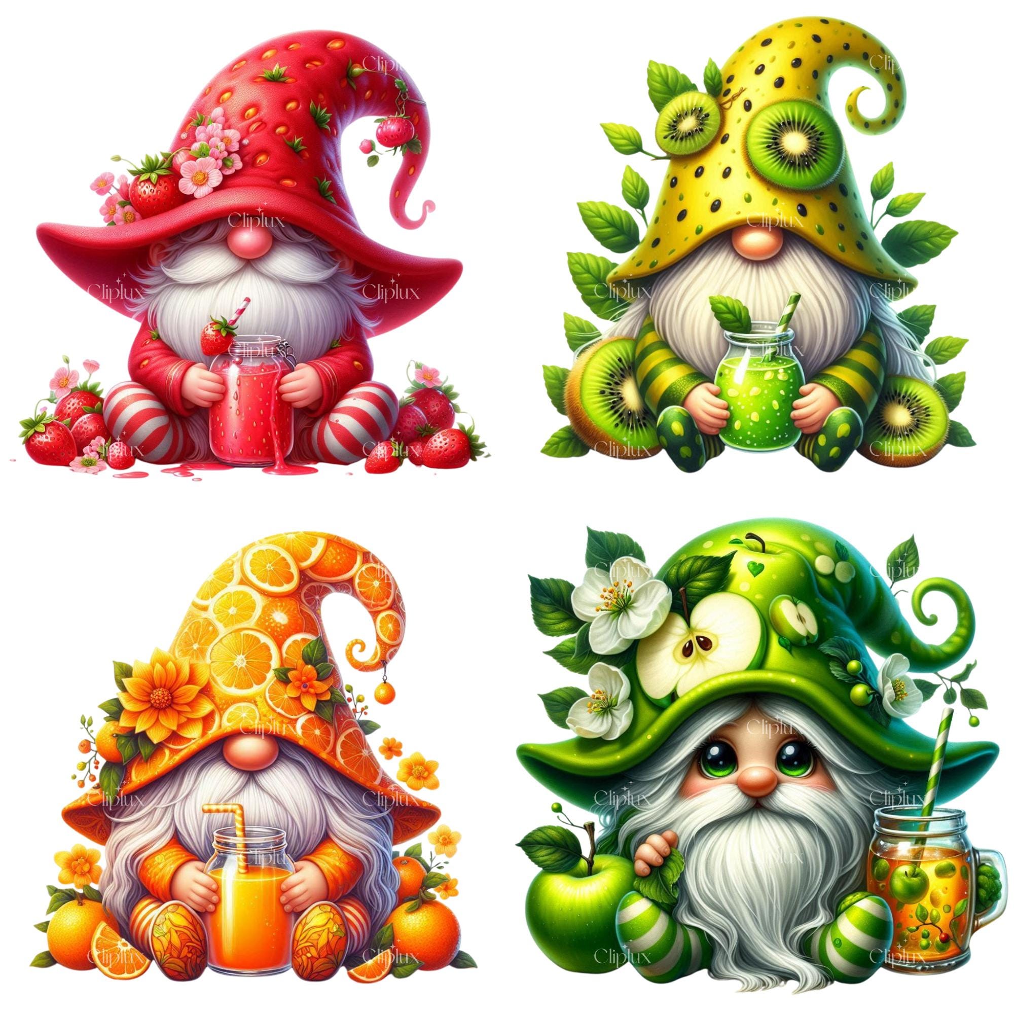 52 PNG Juice Gnomes Clipart , Summer Gnomes, Beach Gnomes, Fruit Gnomes ...