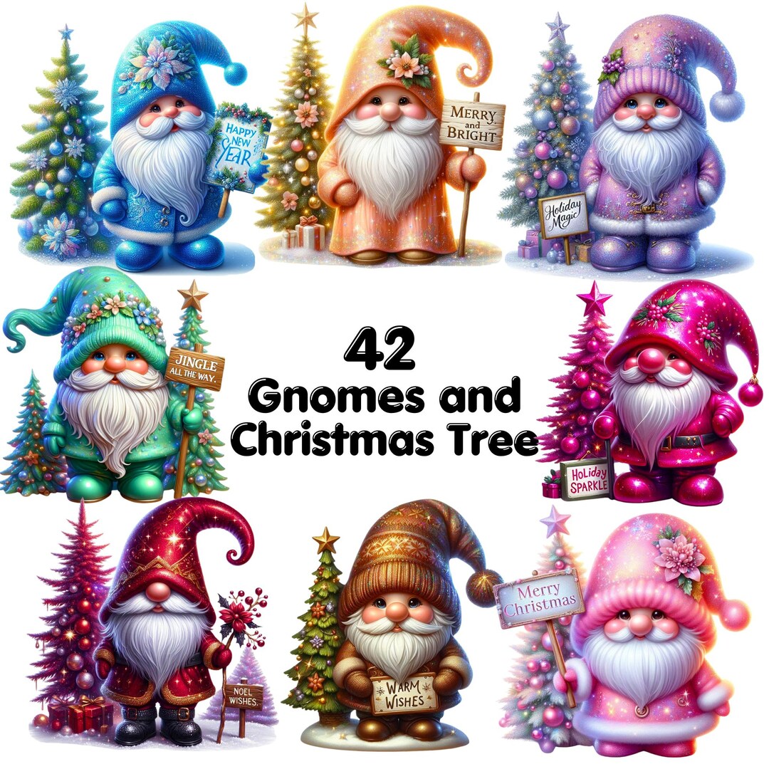 42 PNG Gnomes and Christmas Tree Clipart , Festive Gnomes, Christmas ...