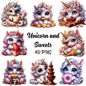 Unicorn With Sweets Clipart - 40 PNG Sweet Treats Unicorn, Cake, Ice ...
