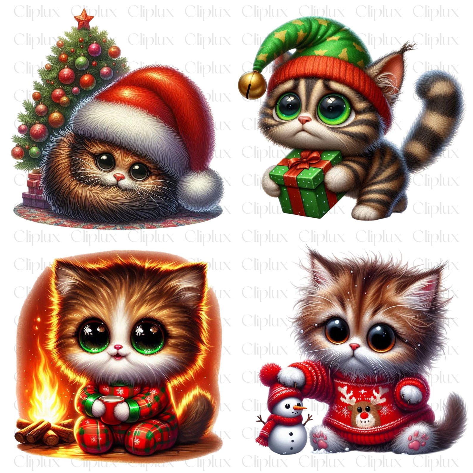 39 PNG Funny Christmas Cats Clipart , Quirky Christmas Animals, Santa ...