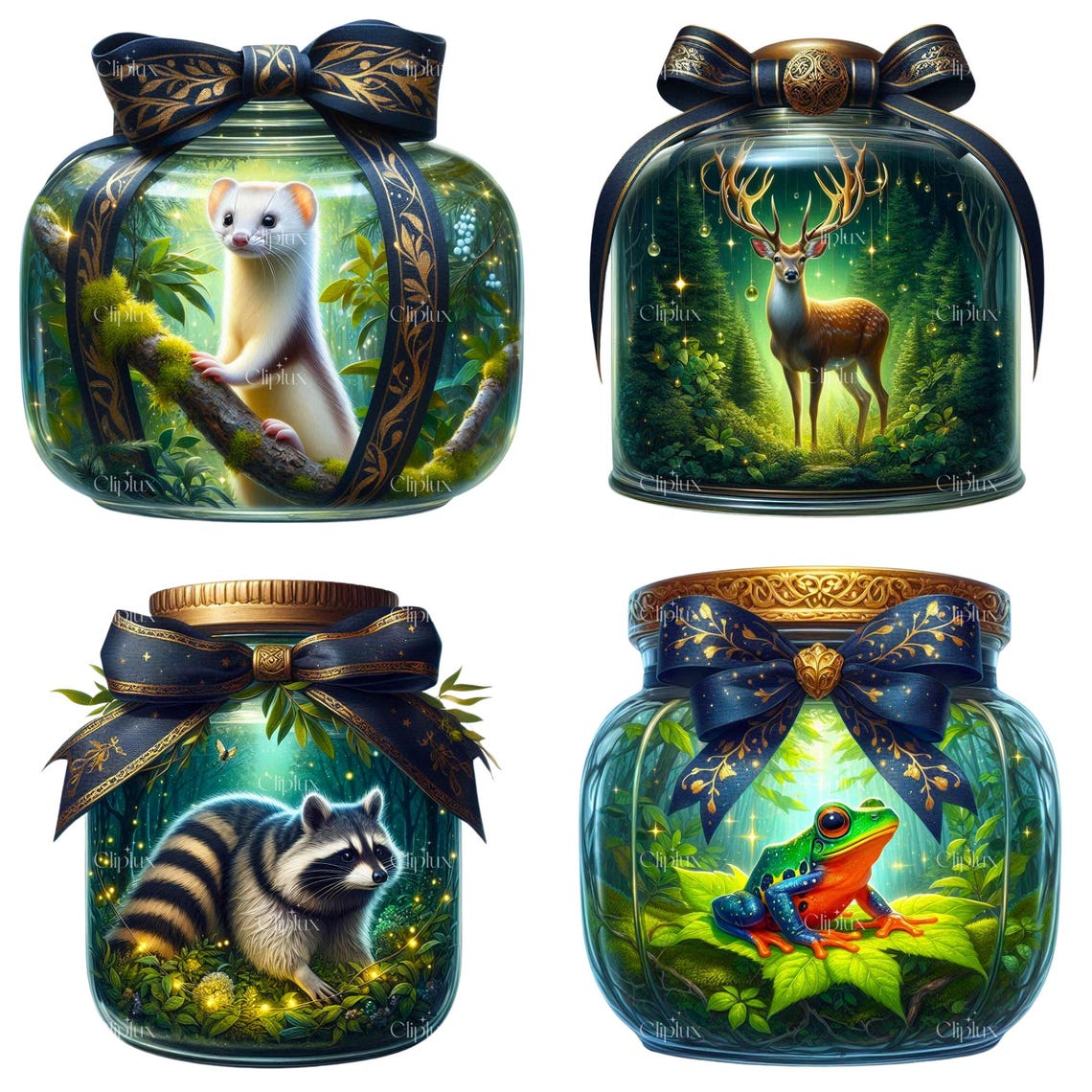 20 PNG Magical Forest Jars Clipart , Forest Animals in a Jar, Cute ...