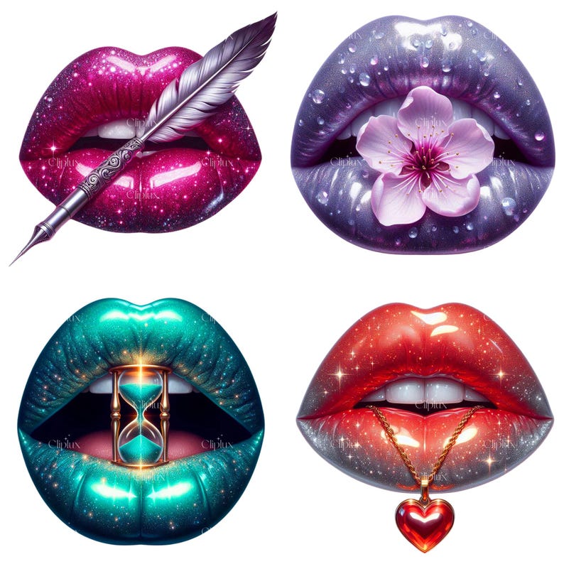 43 PNG Lips With an Object Clipart , Dripping Lips, Glittery Lips, Kiss ...