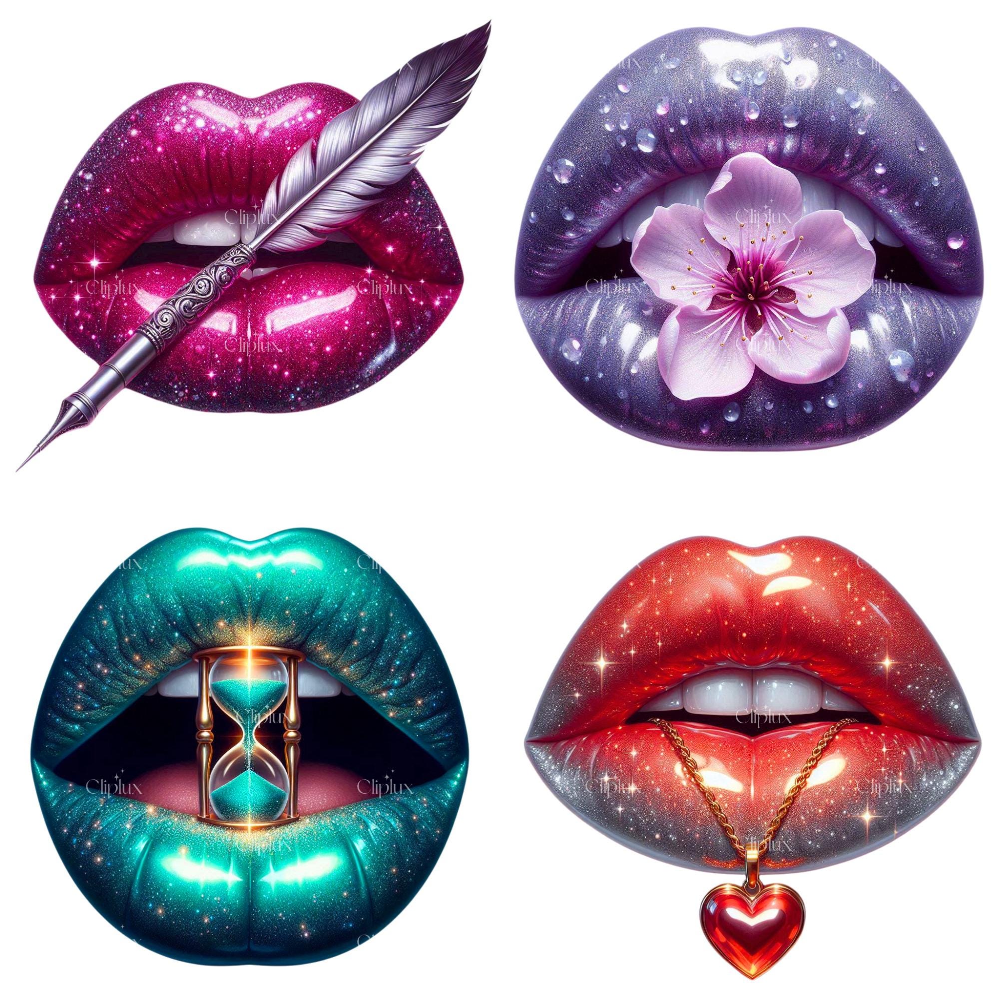 43 PNG Lips With an Object Clipart , Dripping Lips, Glittery Lips, Kiss ...
