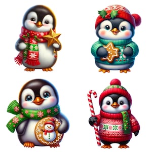 35 PNG Christmas Penguin P1 Clipart , Christmas Animals, Santa Penguin ...