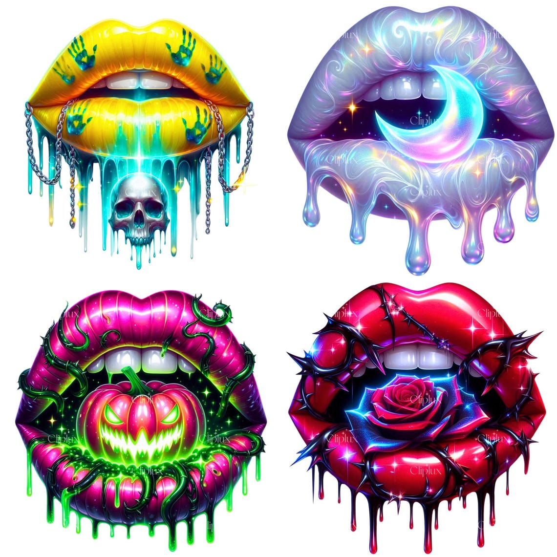 46 PNG Halloween Lips Clipart , Dripping Lips,sipder, Pumpkin, Skull ...