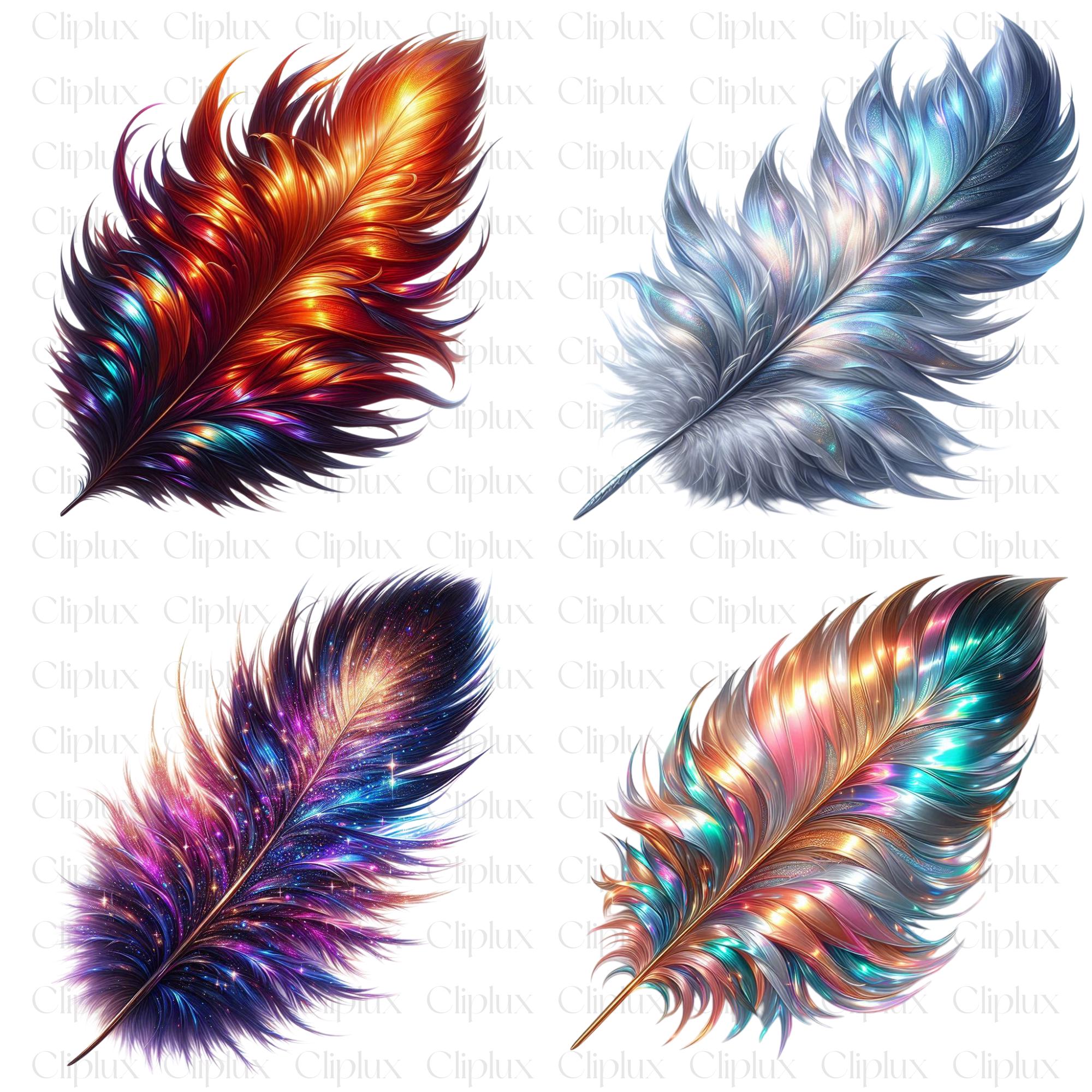 Vibrant Feather Clipart - 102 PNG Glittery Feather Clipart, Nature Art ...