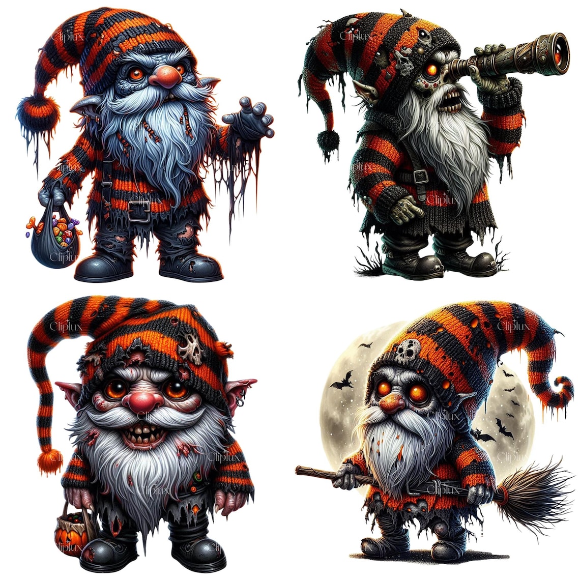 32 PNG Halloween Zombie Gnomes Clipart Spooky Gnomes, Creepy Gnomes ...