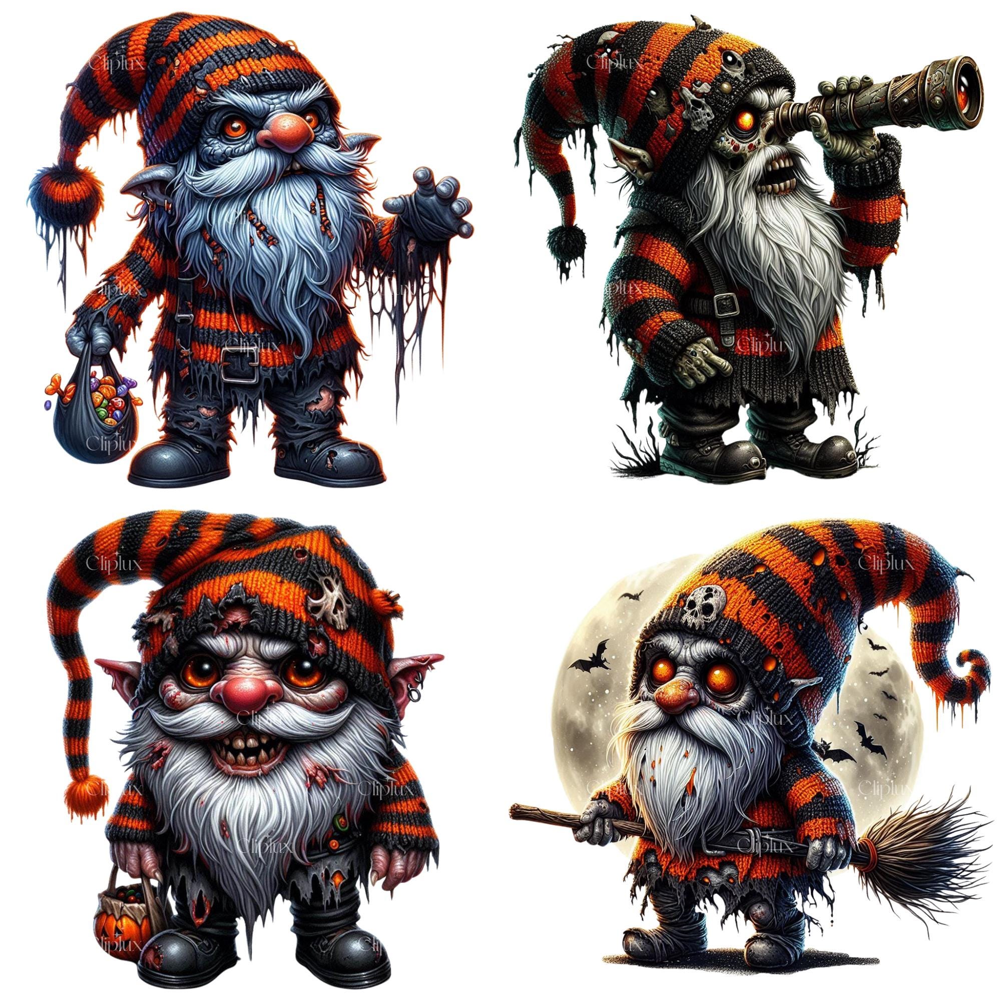 32 PNG Halloween Zombie Gnomes Clipart , Spooky Gnomes, Creepy Gnomes ...