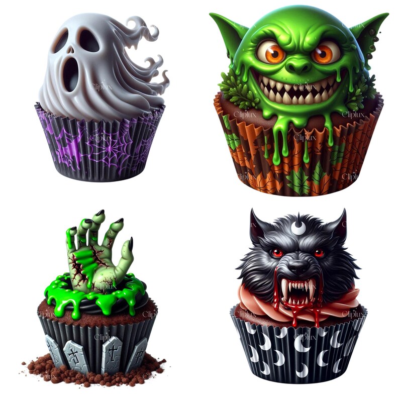 27 PNG Spooky Cupcakes Clipart Halloween Cupcake, Spooky Cupcake ...