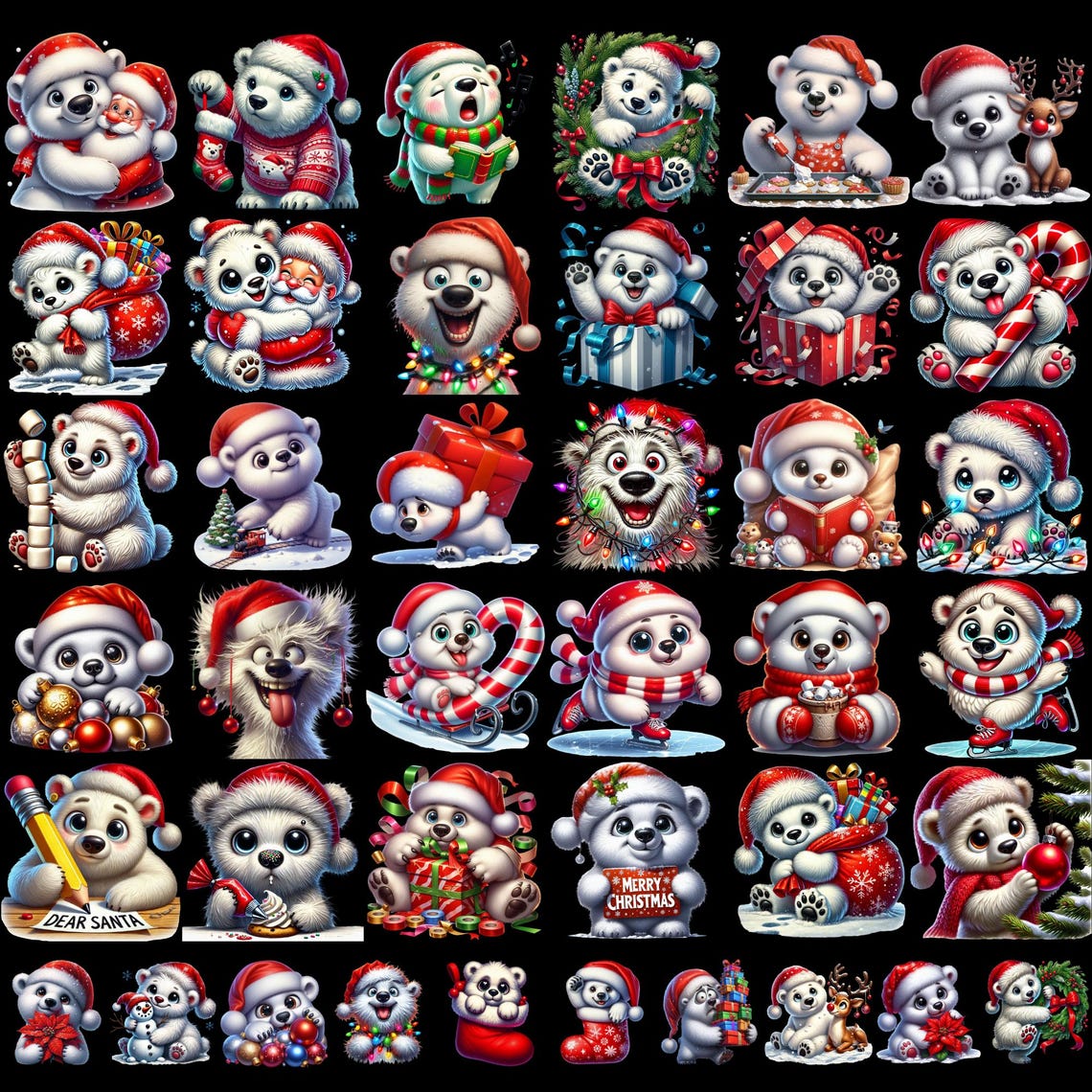 40 PNG Funny Christmas Polar Bear Clipart , Christmas Bear Collection ...