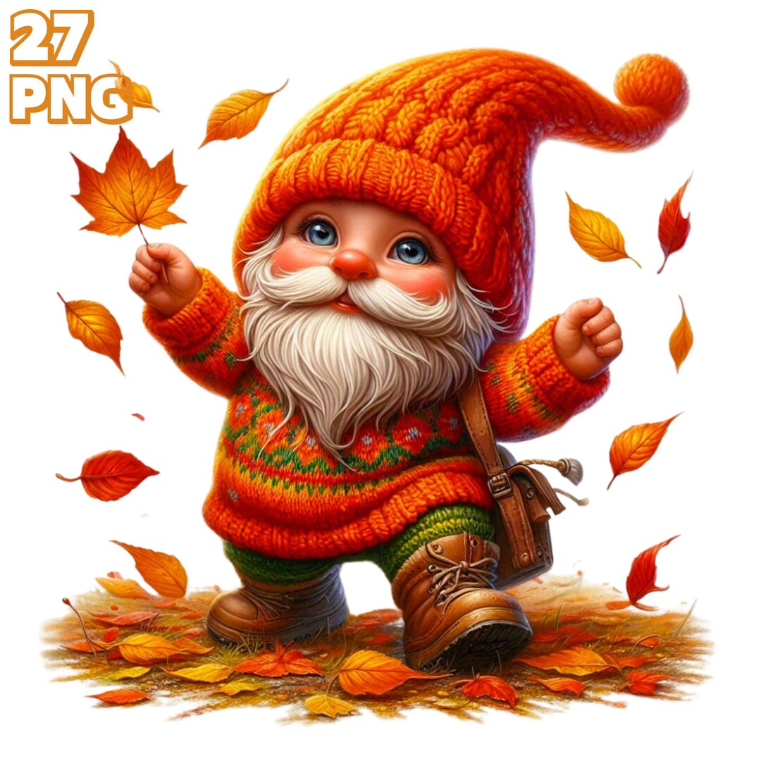 27 PNG Autumn Gnomes Clipart , Pumpkin Spice Gnome, Summer Gnomes, Fall ...