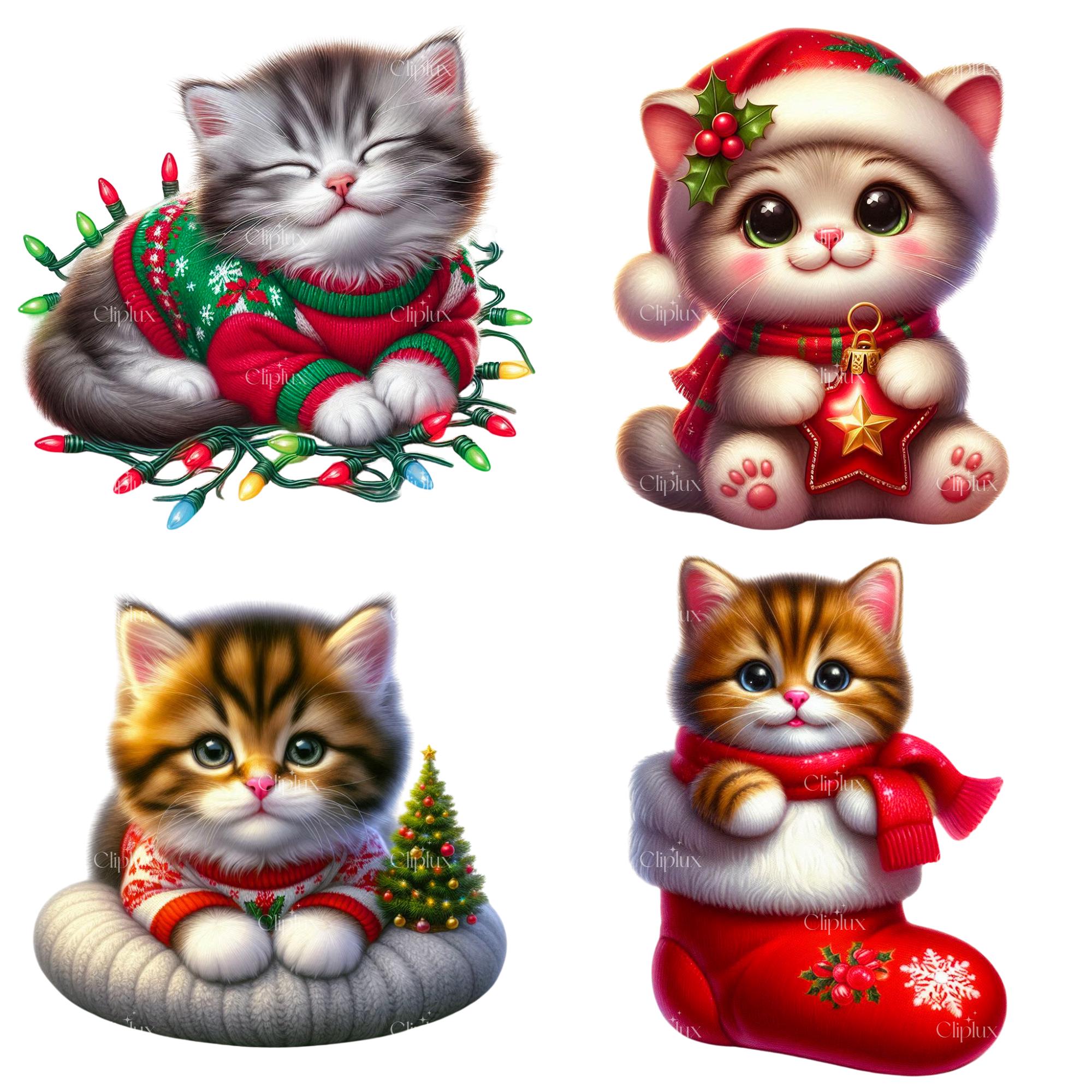38 PNG Christmas Cats P1 Clipart , Christmas Animals, Santa Kitten ...