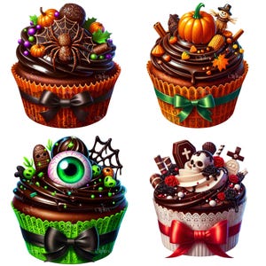 27 PNG Halloween Cupcakes Clipart , Scary Dessert Treat Graphics ...