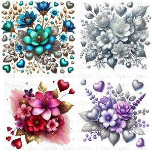 Valentine's Flowers and Hearts (P1) Clipart - 25 PNG Heart Clipart ...