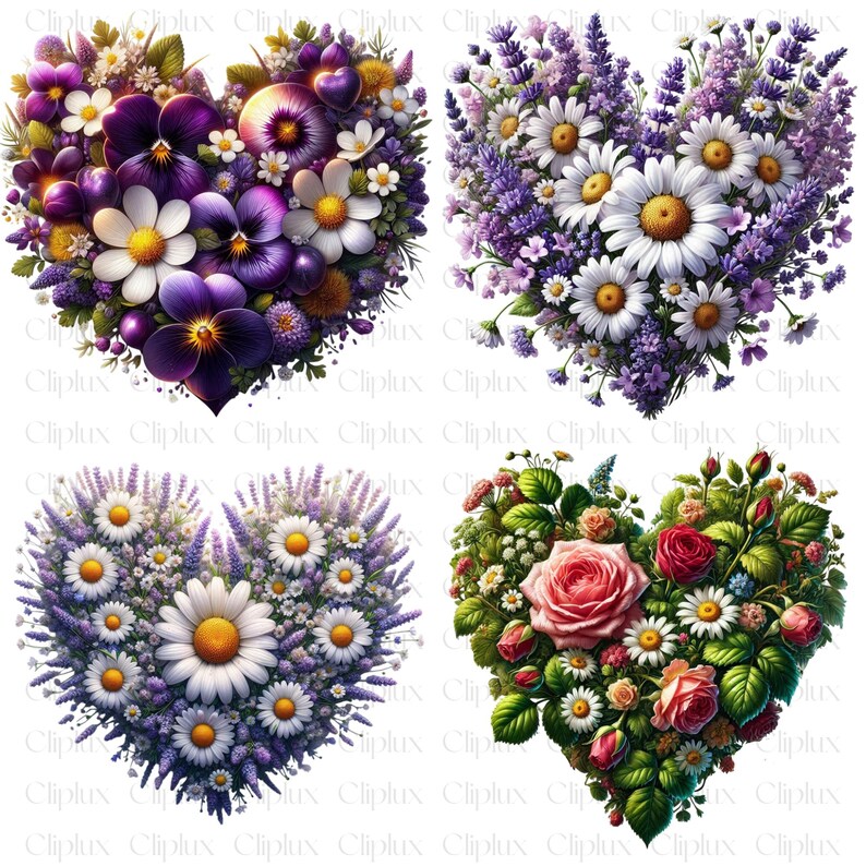 34 PNG Wildflower Heart Clipart ,spring Flower, Valentine Flower Heart ...