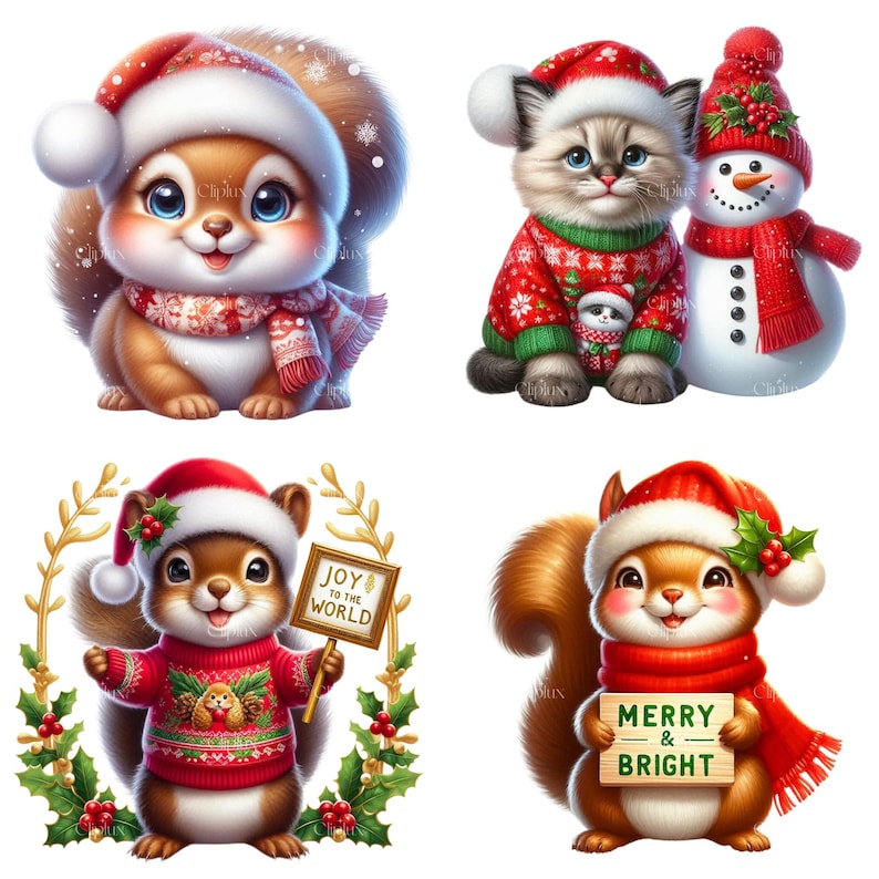 35 PNG Christmas Squirrel P2 Clipart , Christmas Animals, Santa ...