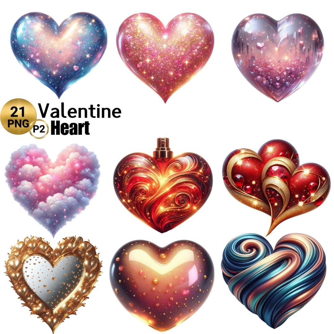 Valentine's Day Hearts (P2) Clipart - 21 PNG Heart Clipart, Valentine ...