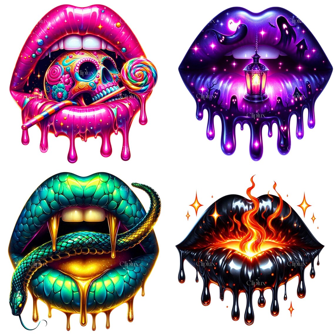 46 PNG Halloween Lips Clipart , Dripping Lips,sipder, Pumpkin, Skull ...
