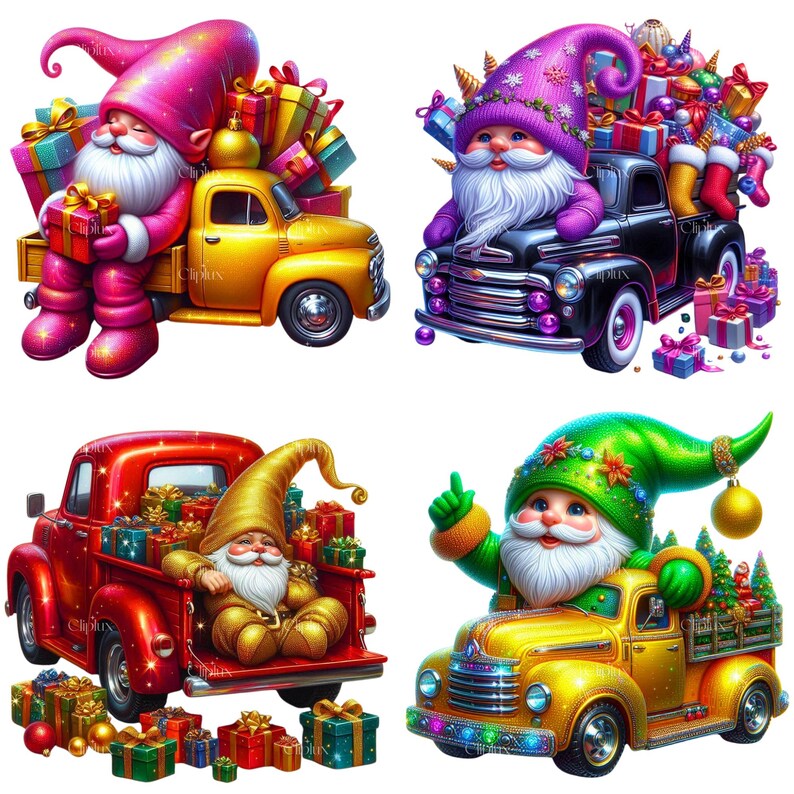 45 PNG Christmas Gnomes and Truck Clipart , Festive Gnomes, Christmas ...