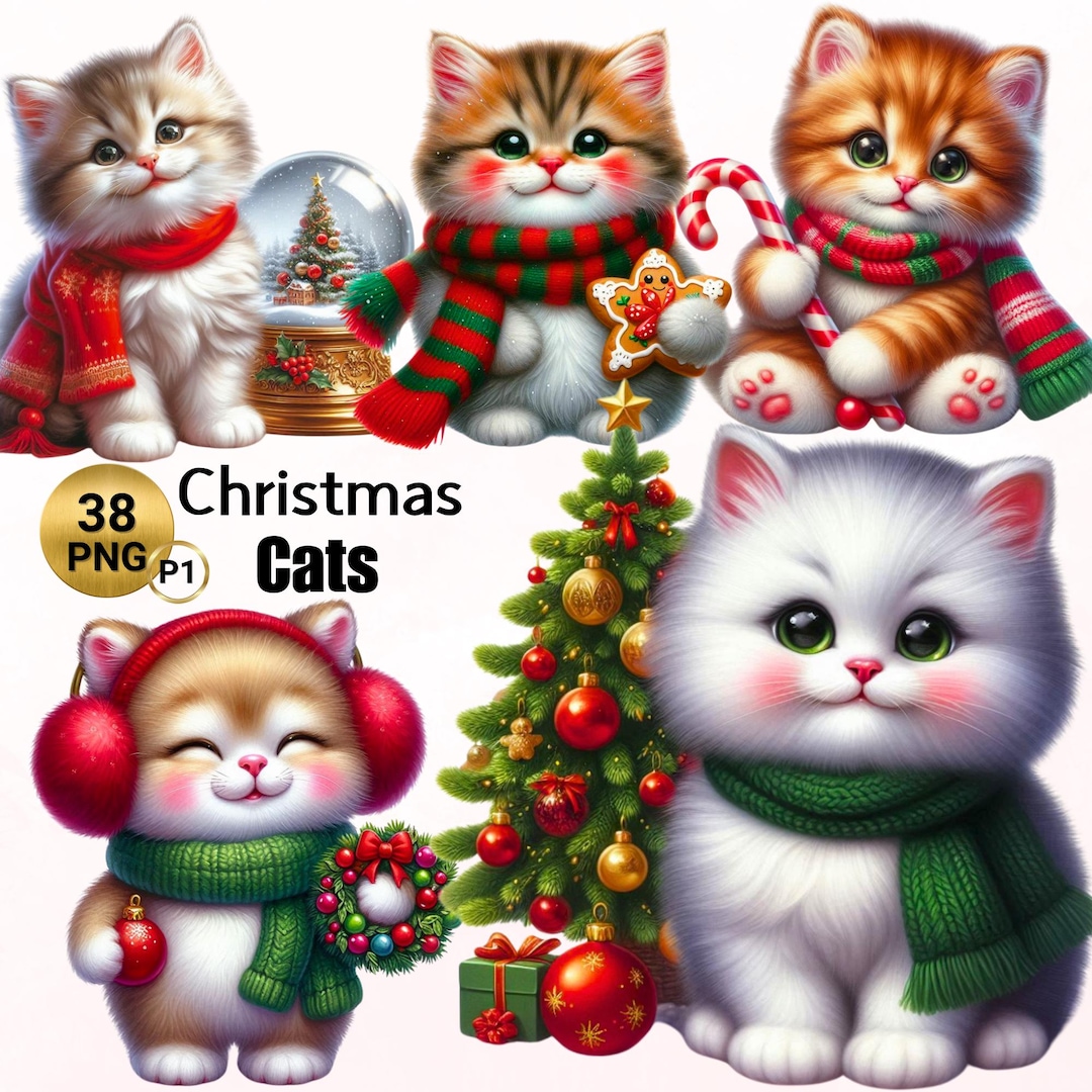 38 PNG Christmas Cats P1 Clipart , Christmas Animals, Santa Kitten ...