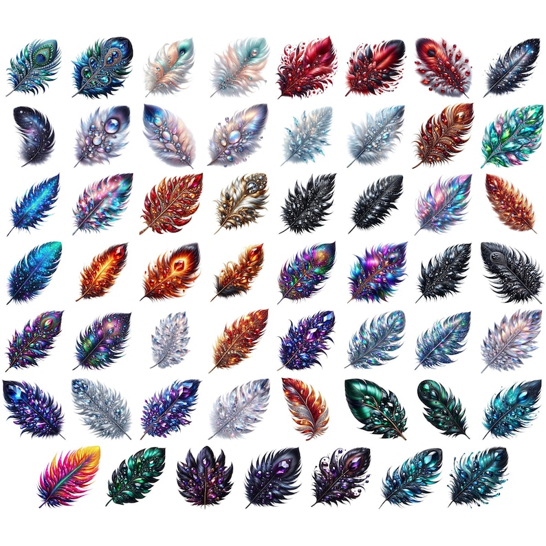 Rhinestone Feather Clipart - 55 PNG Vibrant Feather Clipart, Nature Art ...