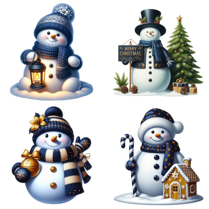 40 PNG Christmas Snowman Clipart , Blue Snowman Collection, Snowman ...