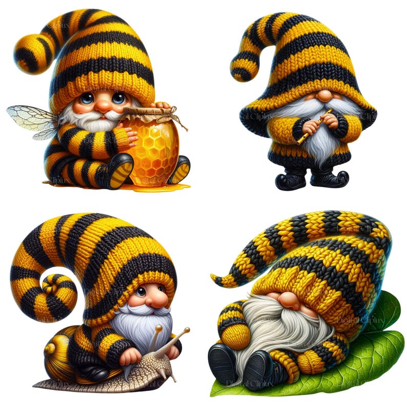 29 PNG Cute Bee Gnomes Clipart , Spring Gnome, Honeybee Garden Gnome ...