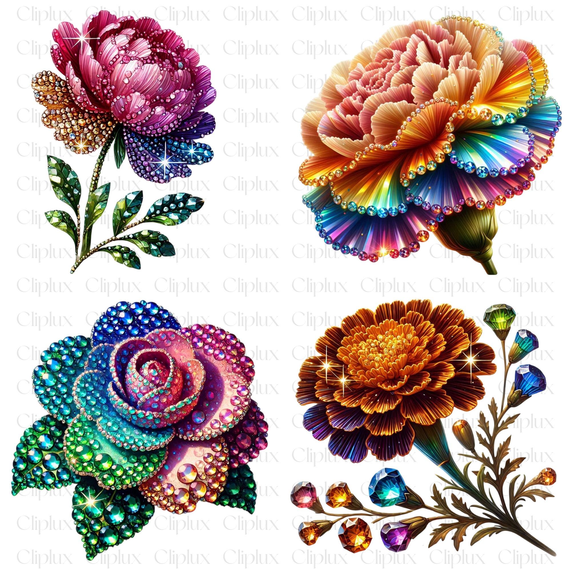 25 PNG Diamond Flowers (P2) Clipart, Spring Flower, Diamond Png, Flower ...