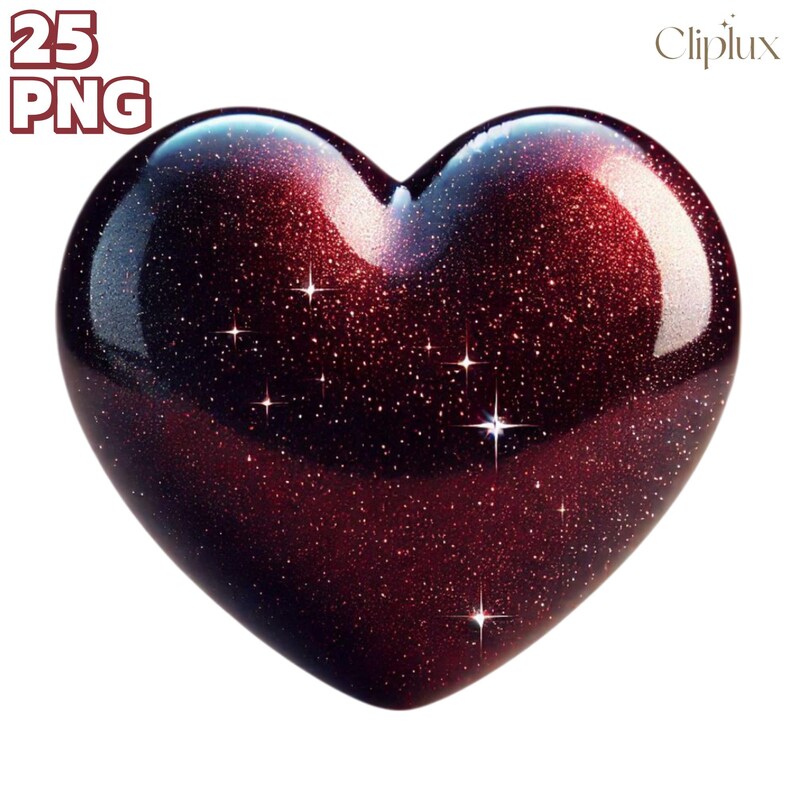 Valentine's Day Glittery Heart (P3) Clipart - 25 PNG Valentine Graphics ...