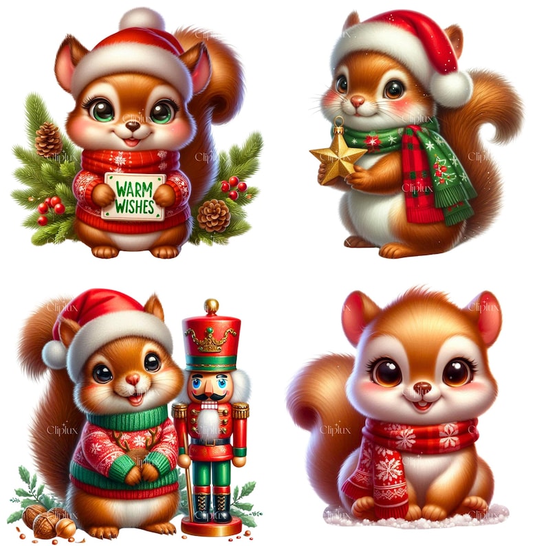 35 PNG Christmas Squirrel P2 Clipart , Christmas Animals, Santa ...