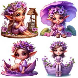 26 PNG Cute Purple Elves Clipart , Spring Elves, Cute Fantasy Elves ...
