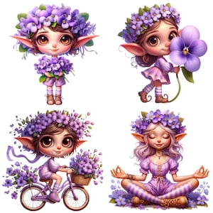 26 PNG Cute Purple Elves Clipart , Spring Elves, Cute Fantasy Elves ...