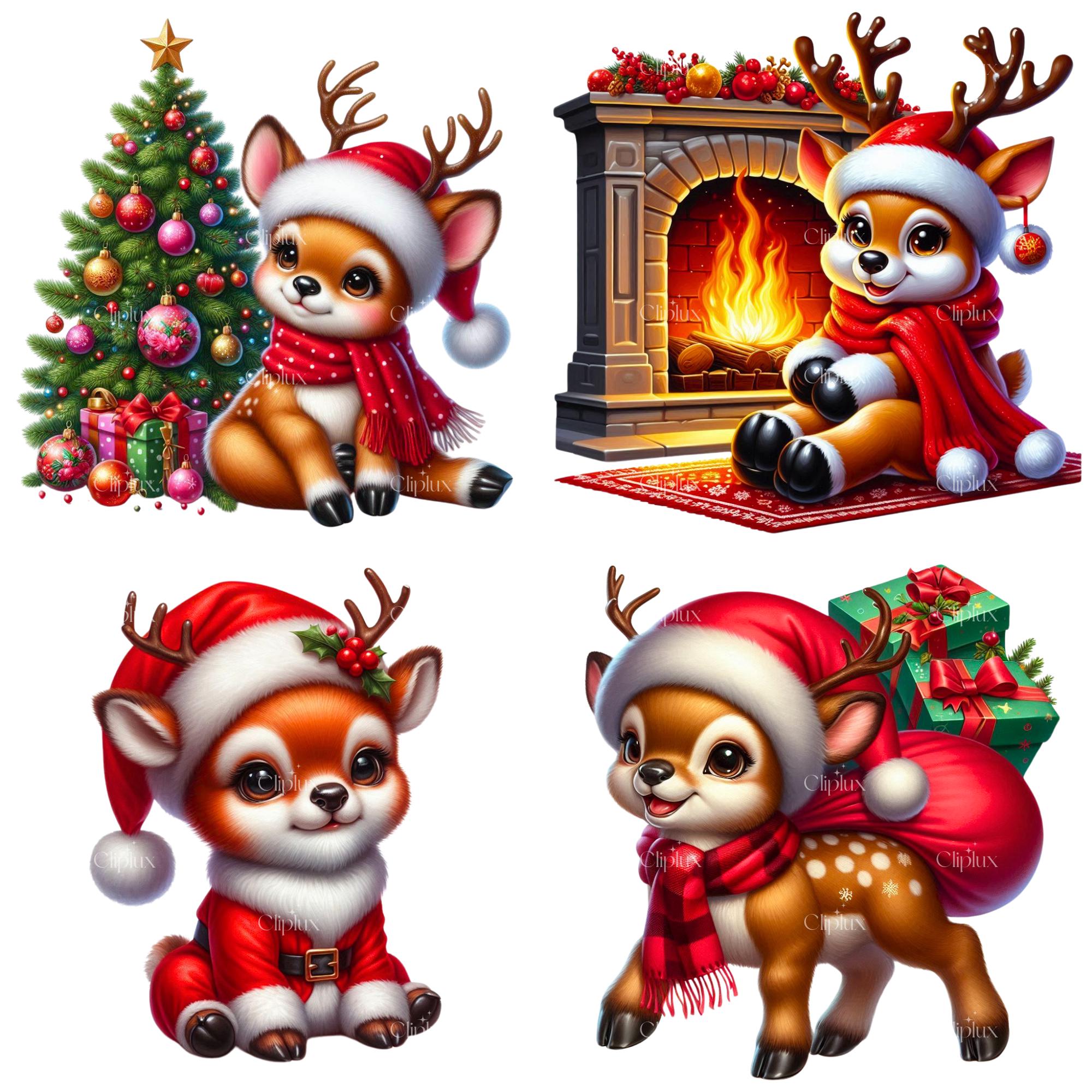 32 PNG Christmas Reindeer P3 Clipart , Christmas Animals, Santa ...