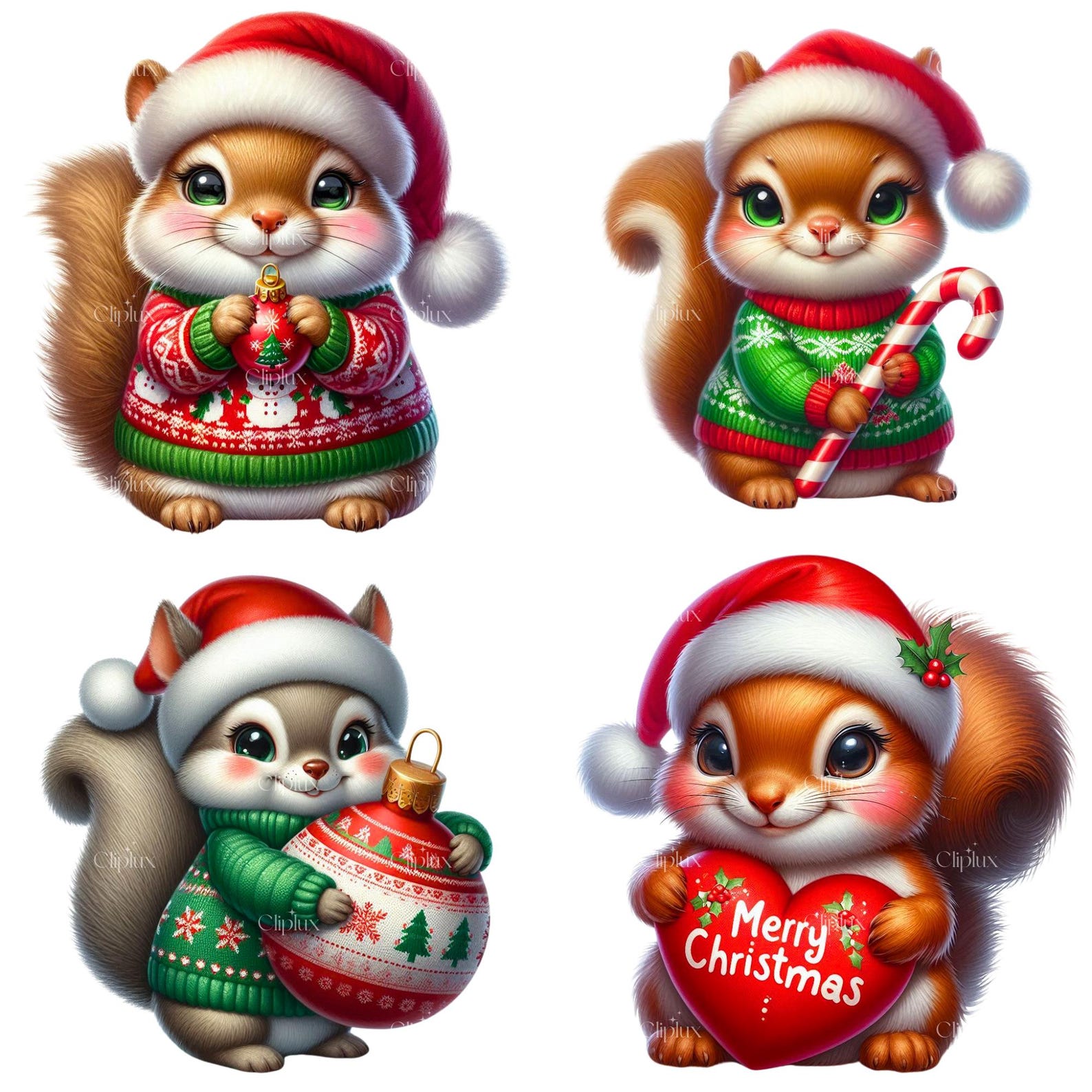 36 PNG Christmas Squirrel P1 Clipart , Christmas Animals, Santa ...