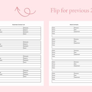 Printable Address Book Downloadable Contacts List for Office Business ...