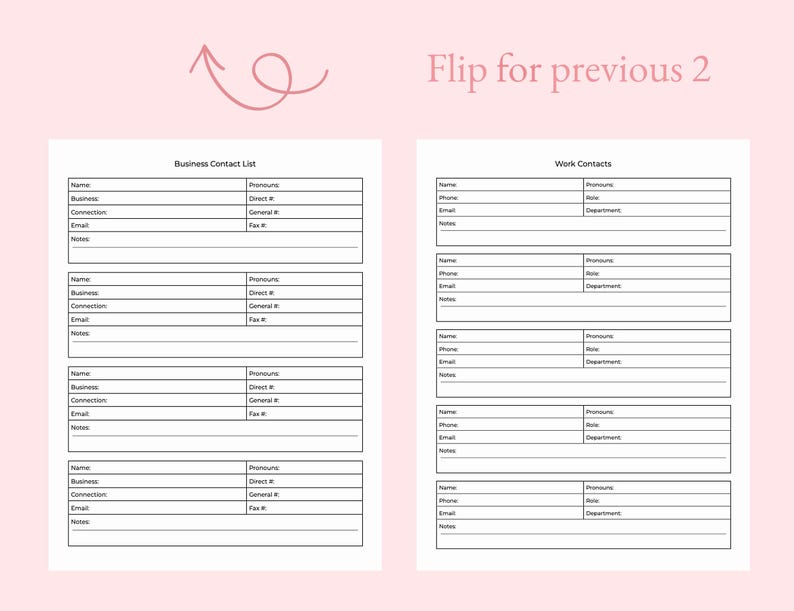 Printable Address Book Downloadable Contacts List for Office Business ...