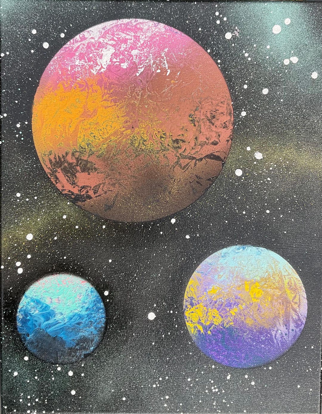 Spray Paint Planet Art: Colorful Space Painting - Etsy