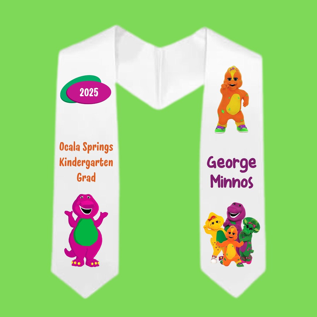 Barney Graduation Stole Kindergarten Pre-k 2025 Personalized Stole - Etsy