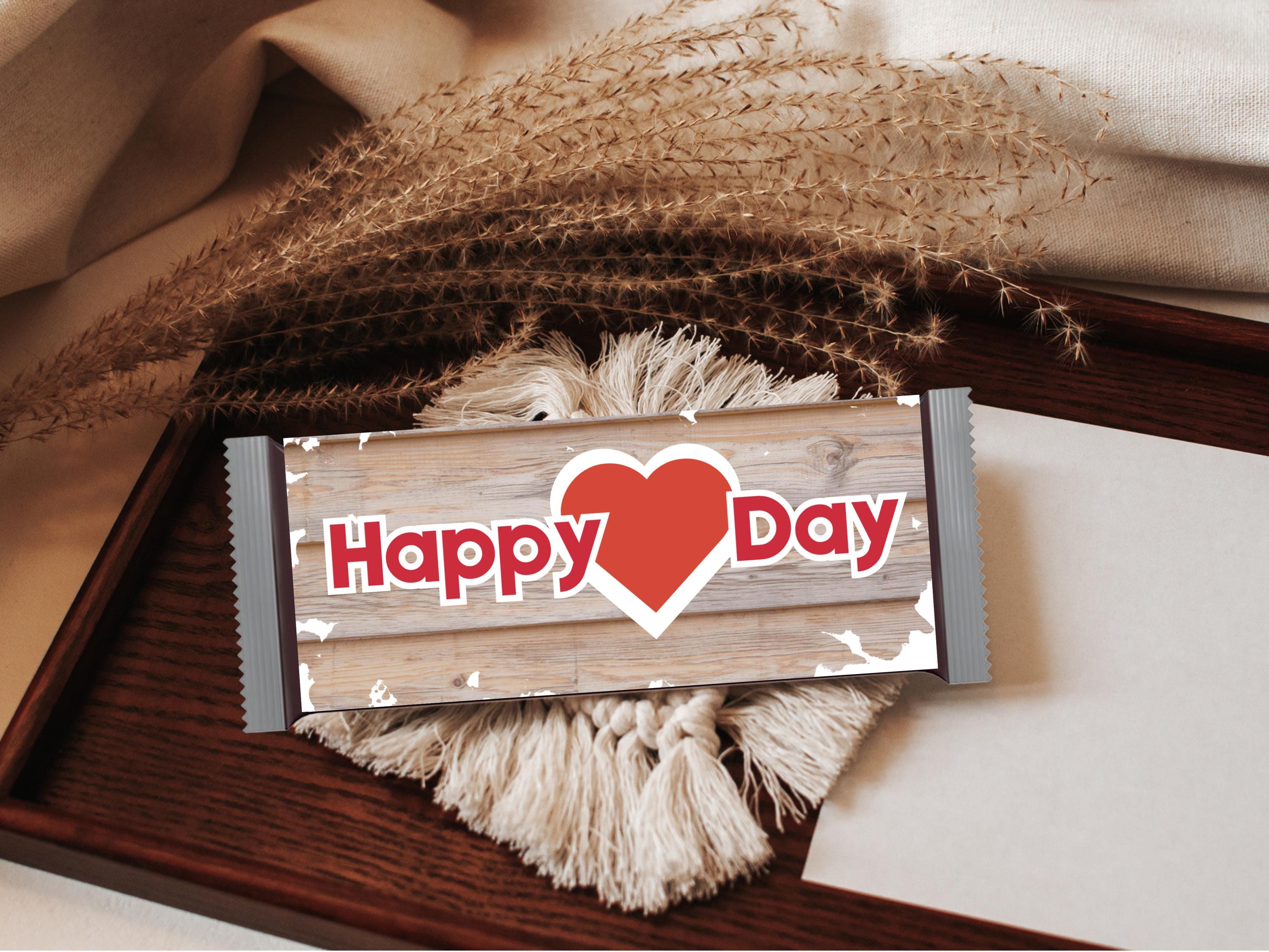 Happy Heart Day Printable Valentine Candy Bar Wrapper Adorable Heart ...