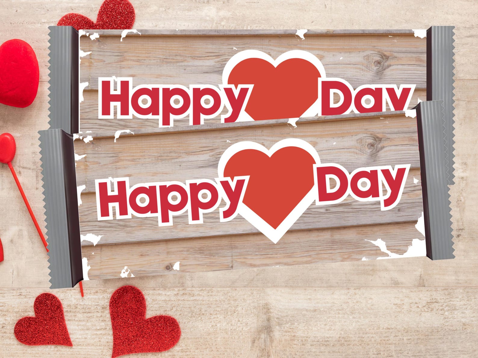 Happy Heart Day Printable Valentine Candy Bar Wrapper Adorable Heart ...