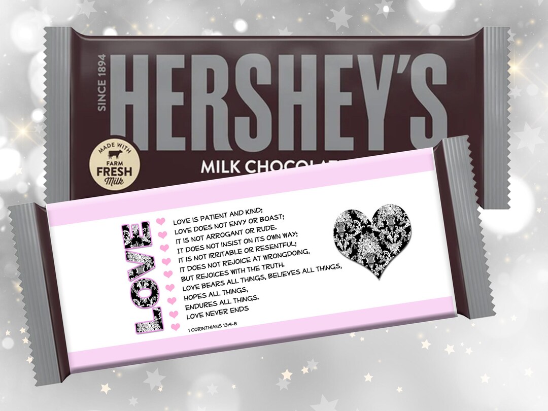 Printable Valentine’s Day Candy Bar Wrapper – "love, 1 Corinthians 13:4 ...