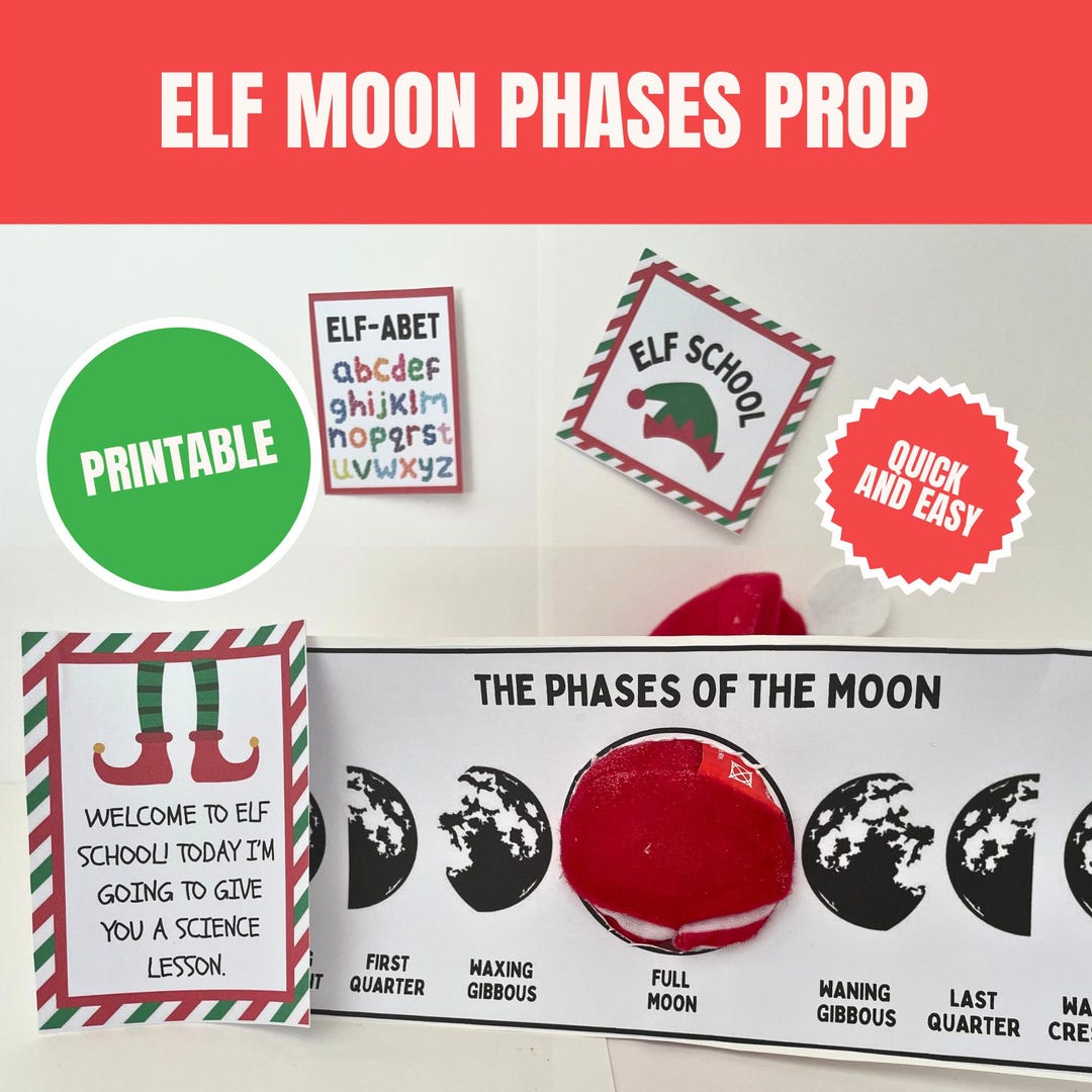Elf Moon Phases Props, Printable Elf Moon Phases Scene, Funny Elf Ideas ...