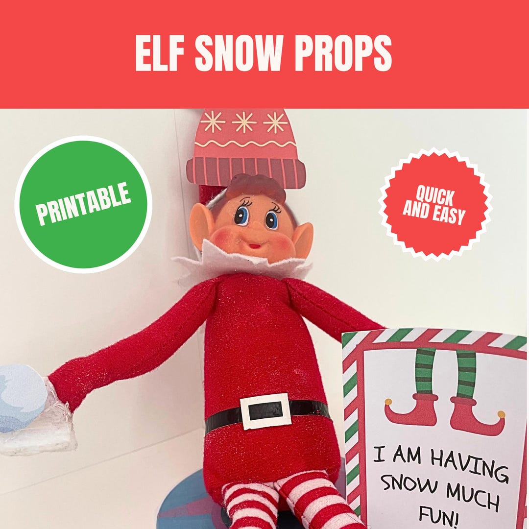 Elf Snow Props, Printable Elf Snow Fun Sledding Scene, Funny Elf Ideas ...