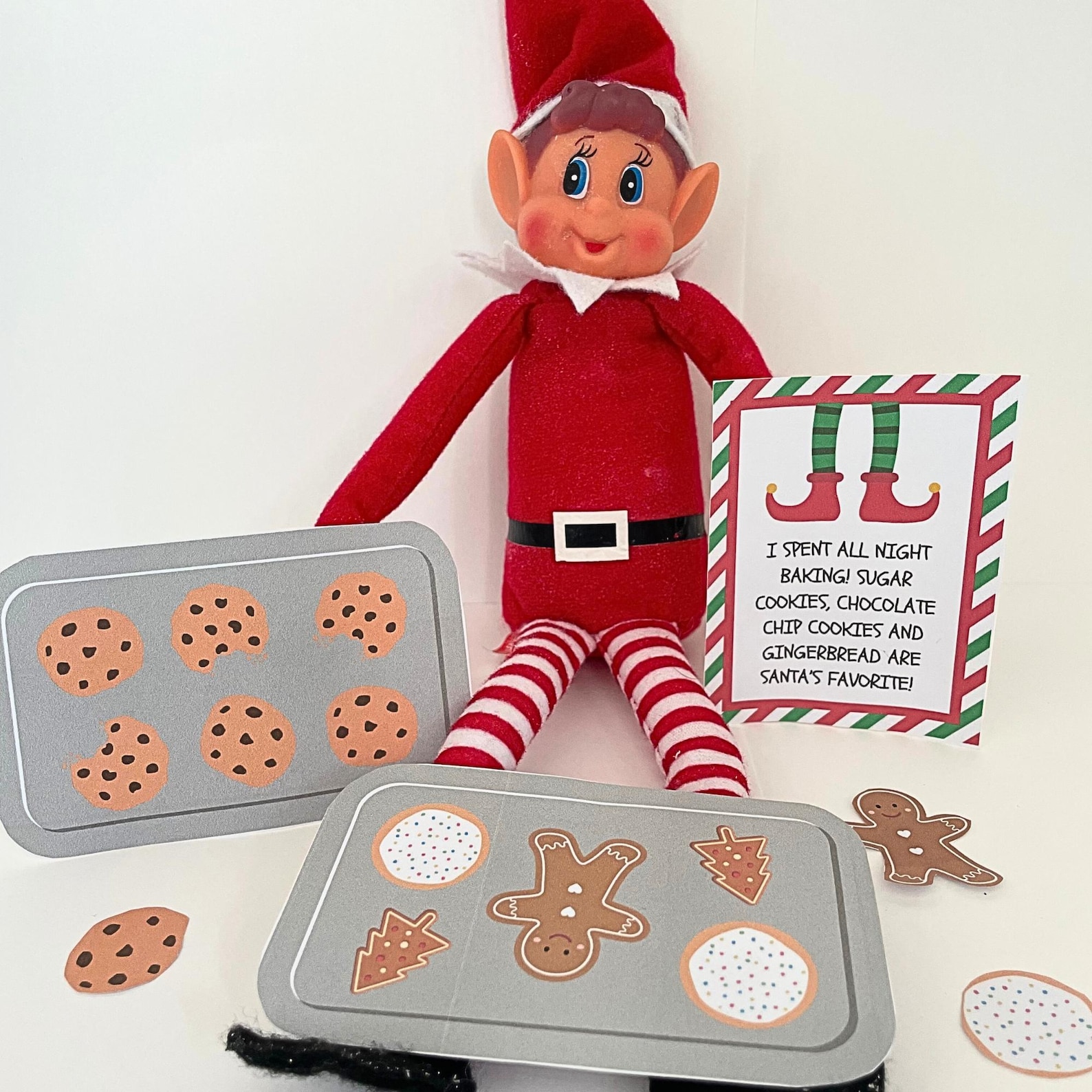 Elf Cookie Props, Printable Elf Baking Cookies Gingerbread Scene, Funny ...