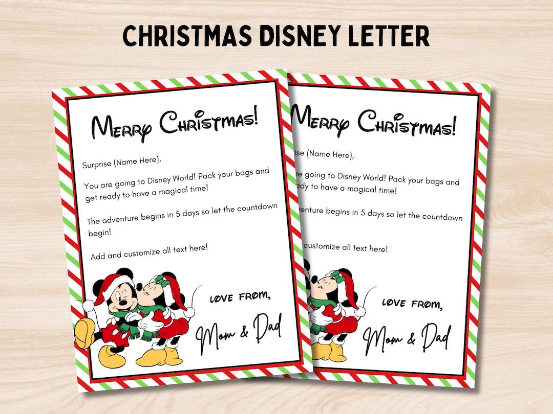 Editable Christmas Letters From Mickey and Minnie, Disneyland Reveal ...